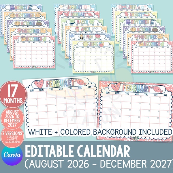 2027 Monthly Powerpoint Calendar Template - Etsy