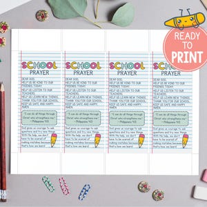 First Day of School Prayer Bookmark for Kids, Printable First Day ...