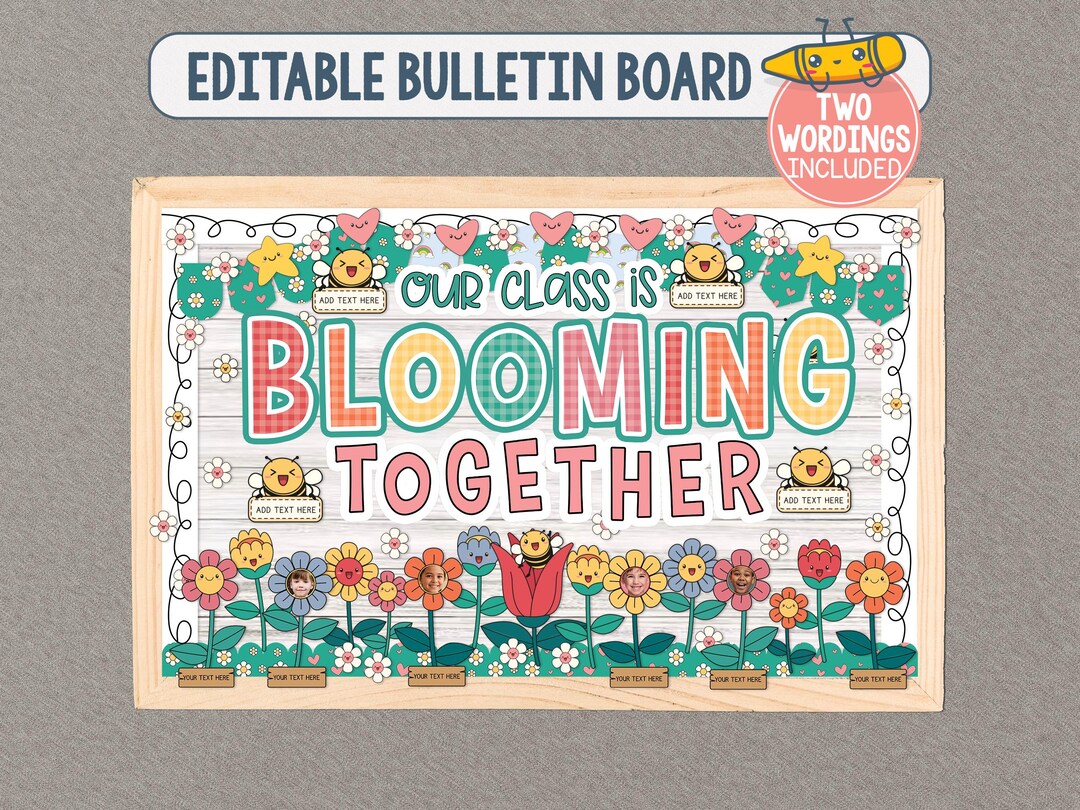 Spring Bulletin Board Ideas Editable, April Door Decor, Blooming ...