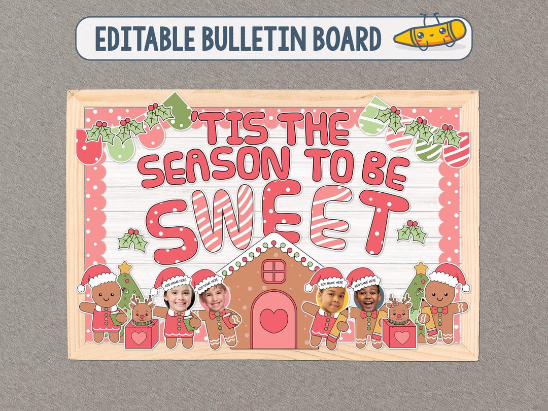 Christmas Bulletin Board Kit Editable, Gingerbread Bulletin Board Ideas ...