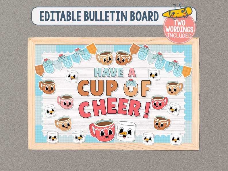 Warm and Cozy Christmas Bulletin Board Kit, Printable December Bulletin ...