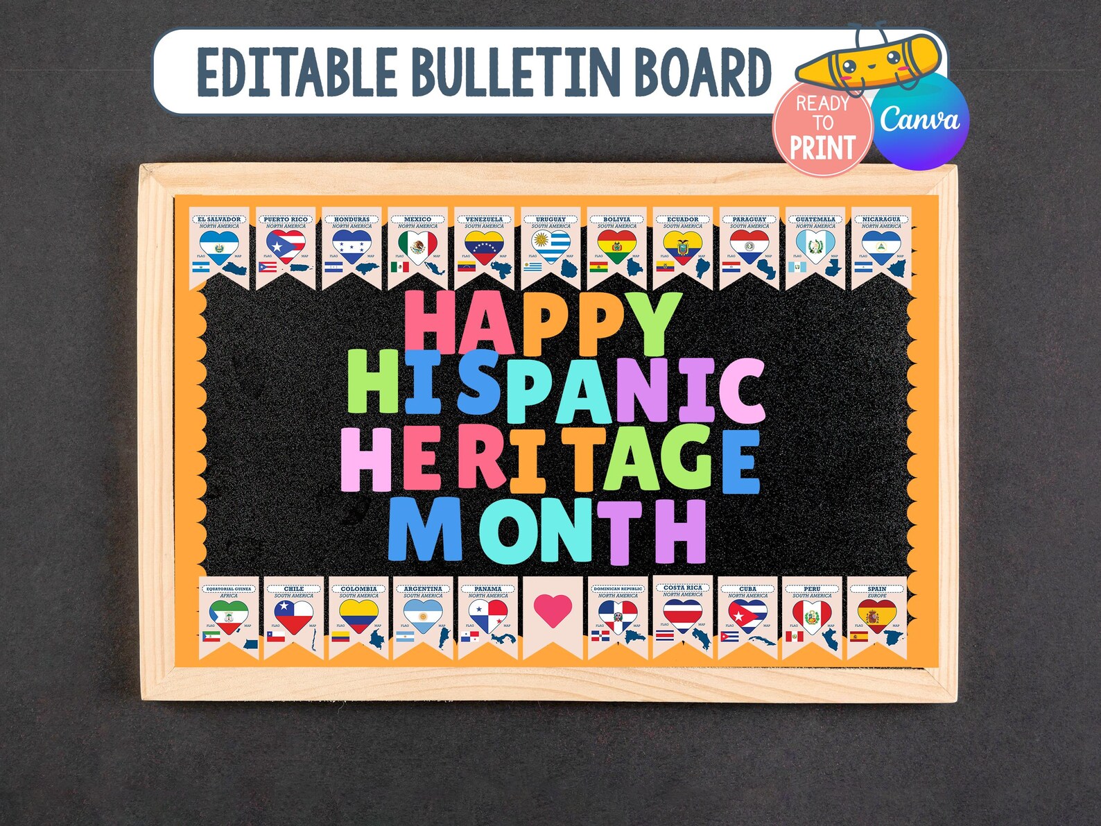 Hispanic Heritage Month Bulletin Board Kit, Printable Hispanic Heritage ...