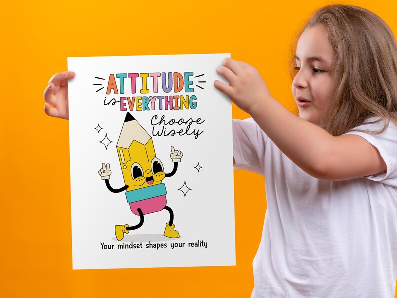 Growth Mindset Sign Printable, Retro Middle School Decor, Positive ...