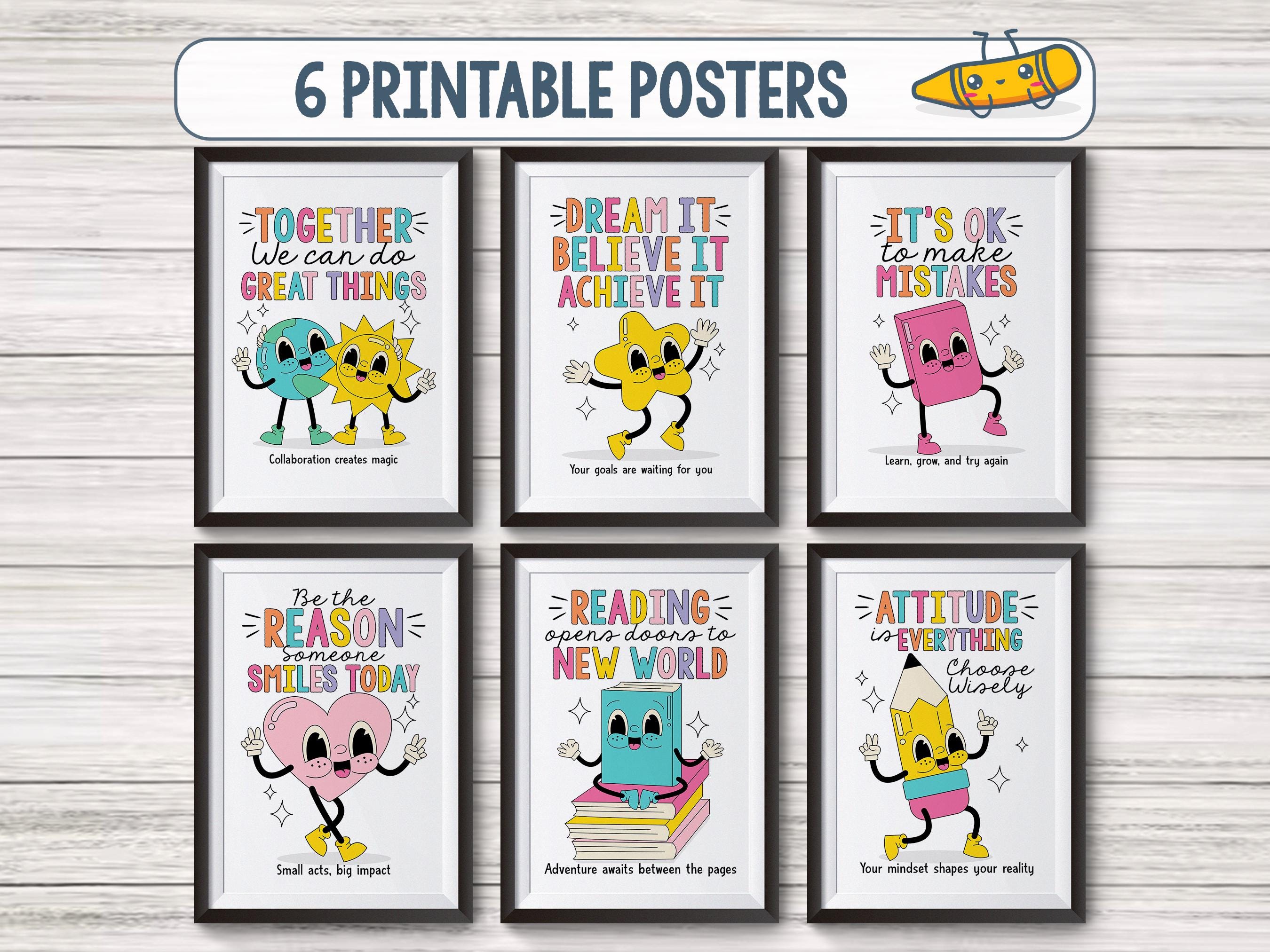 Growth Mindset Sign, Printable Positive Affirmation School Poster Set ...