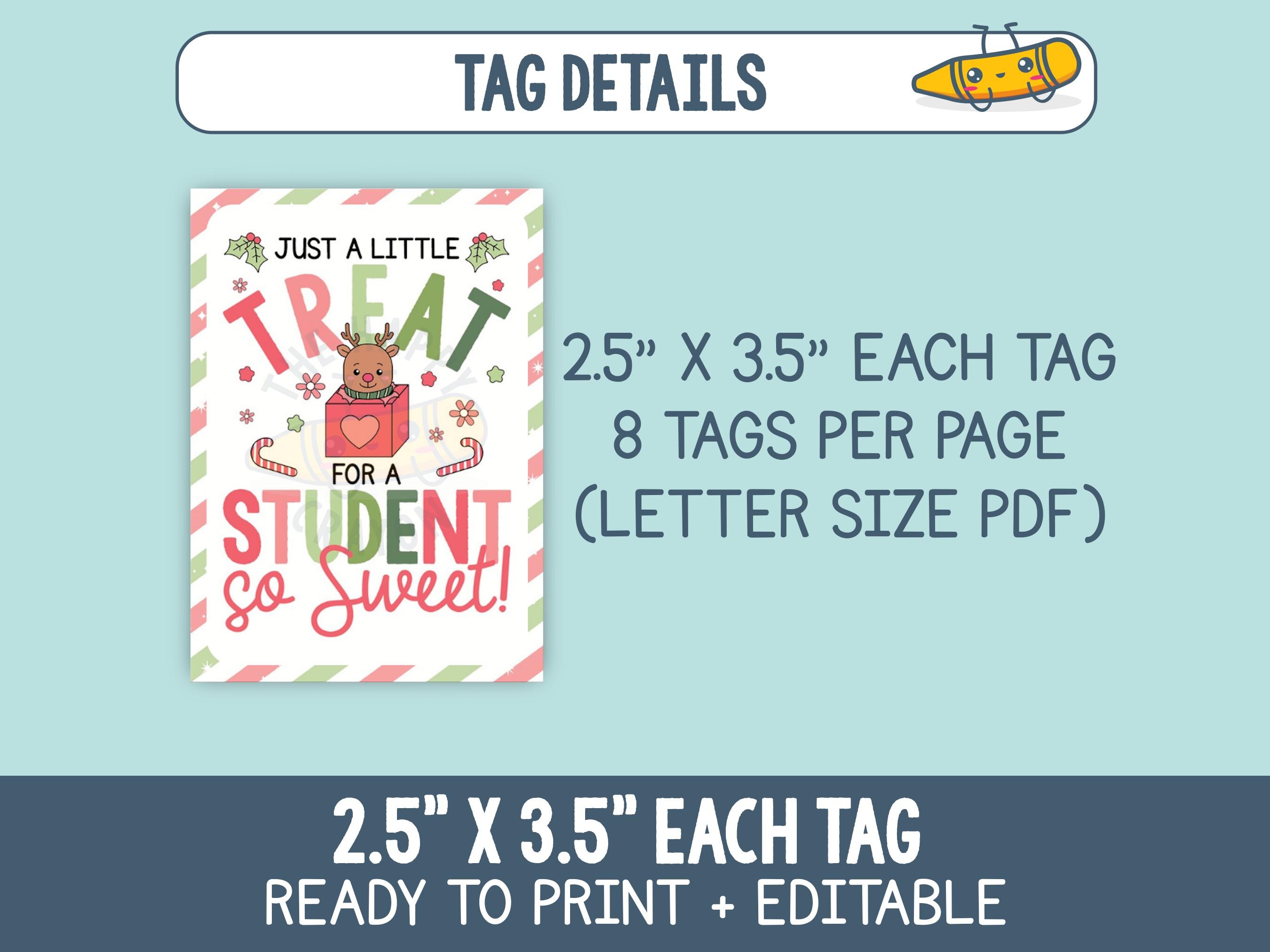 Christmas Student Gift Tag Editable, Class Christmas Treat Tag, Just a ...