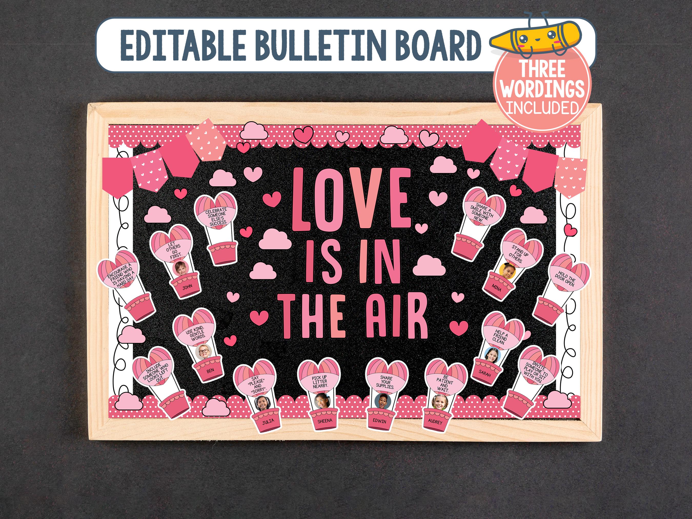 Valentine Kindness Bulletin Board Ideas, February School Hallway Decor ...