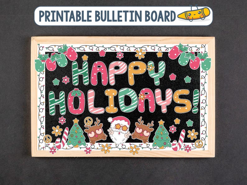 Holly Jolly Christmas Bulletin Board Kit Printable, Groovy Bulletin ...