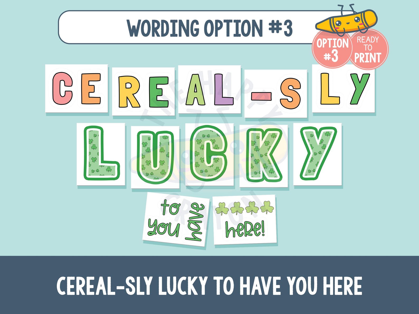 Cereal Bulletin Board Set Editable, Cereal-sly Lucky March Class Decor ...
