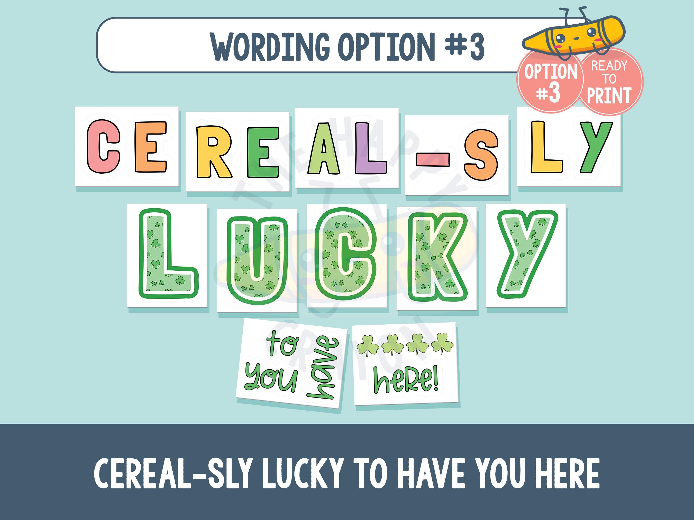 Cereal Bulletin Board Set Editable, Cereal-sly Lucky March Class Decor ...