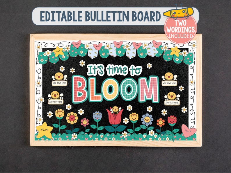 Spring Bulletin Board Ideas Editable, April Door Decor, Blooming ...