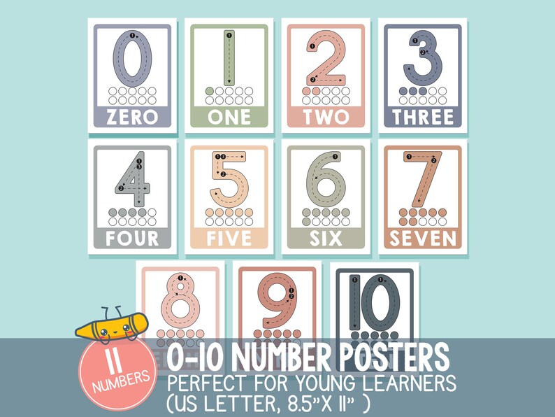 Learning Numbers Activity, Printable Number Posters With Arrows, Number ...