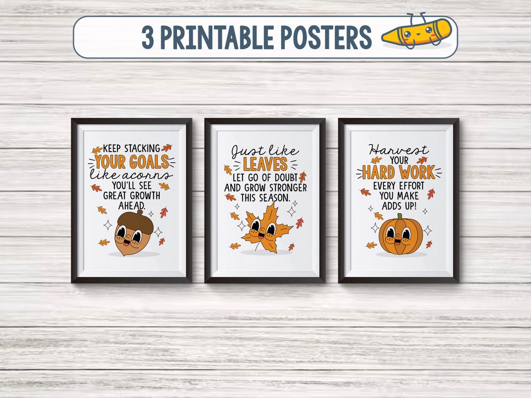 Fall Growth Mindset Motivational Board, Printable Positive Posters ...