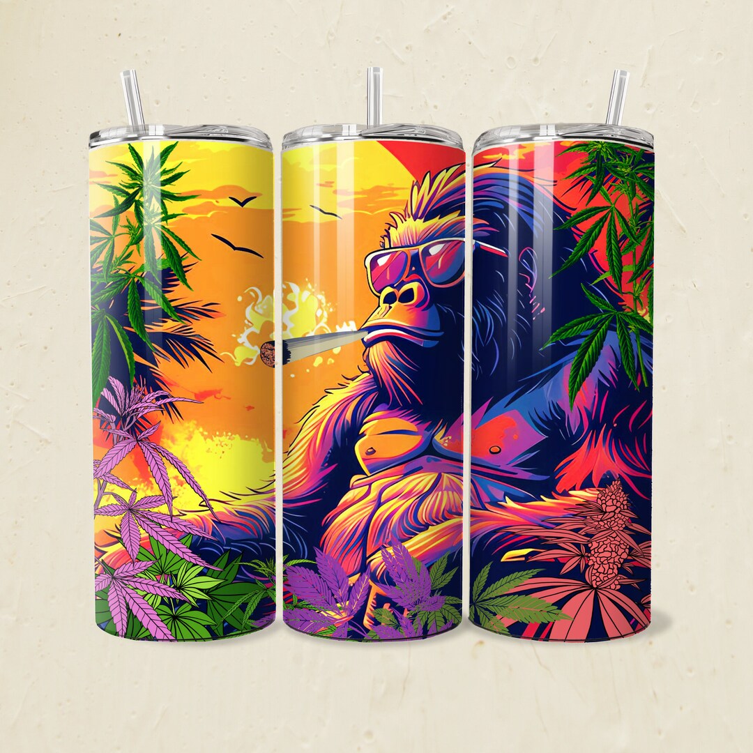 Bigfoot Weed Tumbler Wrap PNG Marijuana Tumbler Template Sublimation ...