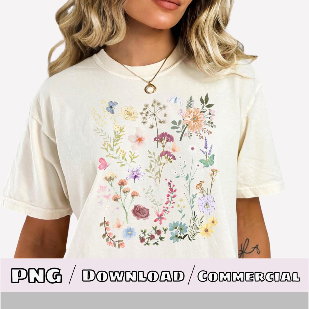 Floral Cottagecore PNG Botanical Wildflower Transparent Digital ...