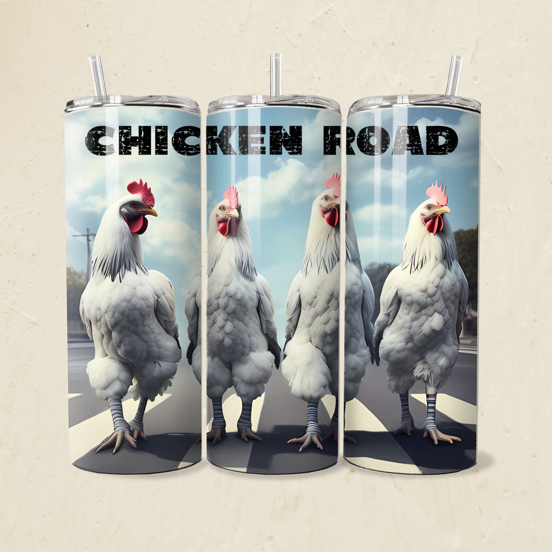 Funny Chicken Tumbler Wrap PNG 20oz Skinny Tumbler Chicken Road ...