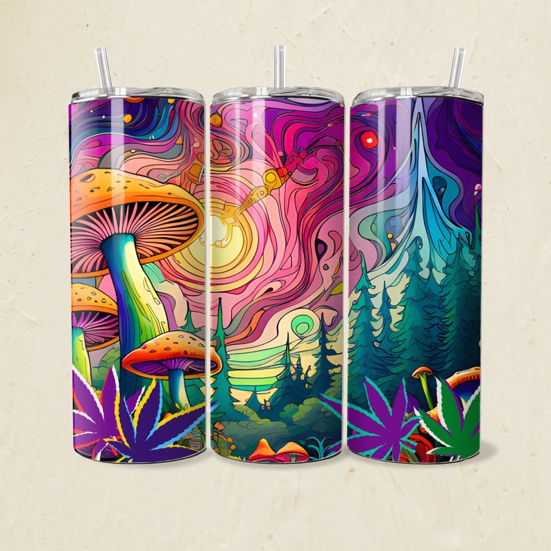 Weed PNG Psychedelic Mushroom Tumbler Wrap Sublimation Template 20oz ...