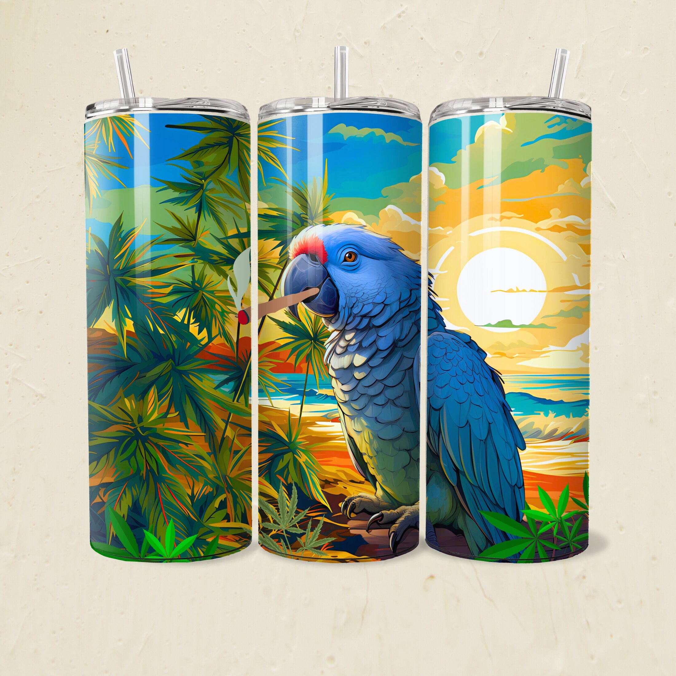 Tropical Weed Tumbler Wrap Parrot PNG Marijuana PNG Tumbler Wrap ...