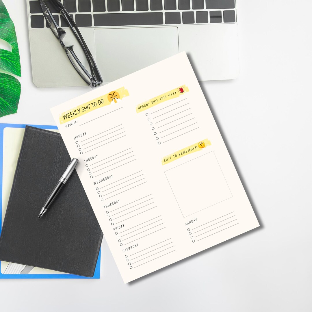 Weekly Shit To-do List Planner: Printable Organizer (digital Download ...