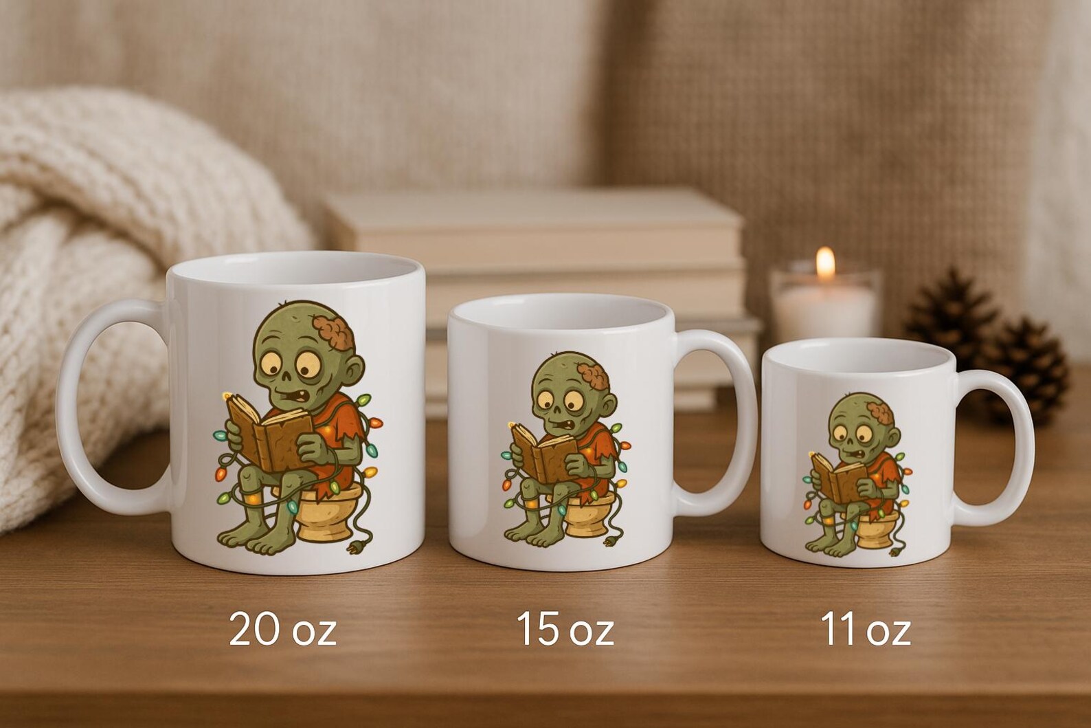 Funny Zombie Christmas Mug – Cute Undead Holiday Coffee Cup for Book ...