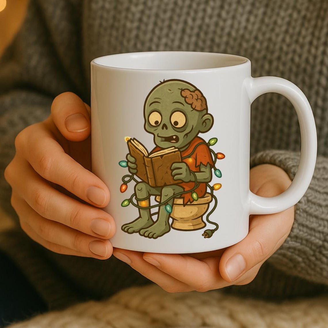 Funny Zombie Christmas Mug – Cute Undead Holiday Coffee Cup for Book ...