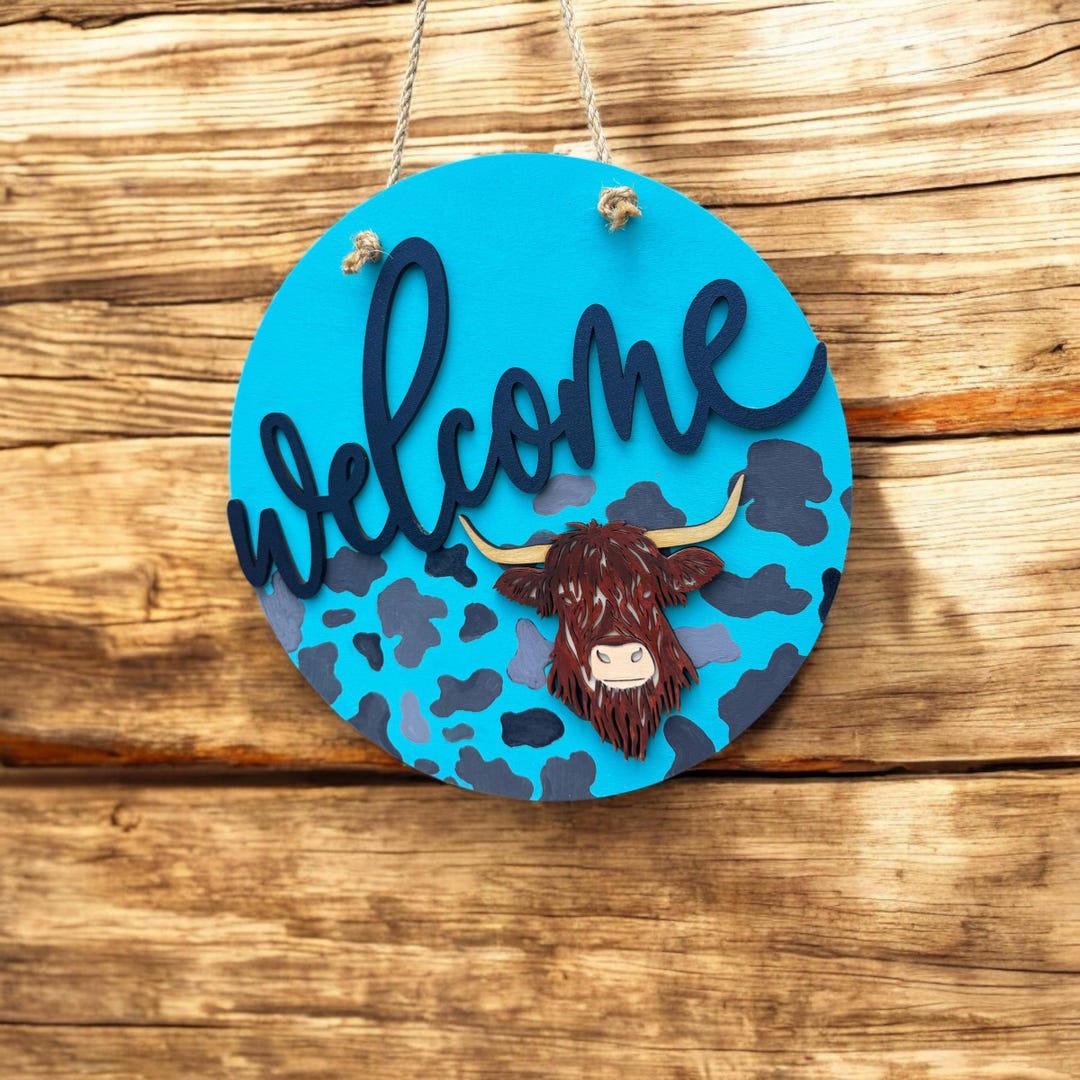 Highland Cow Welcome Sign - Etsy