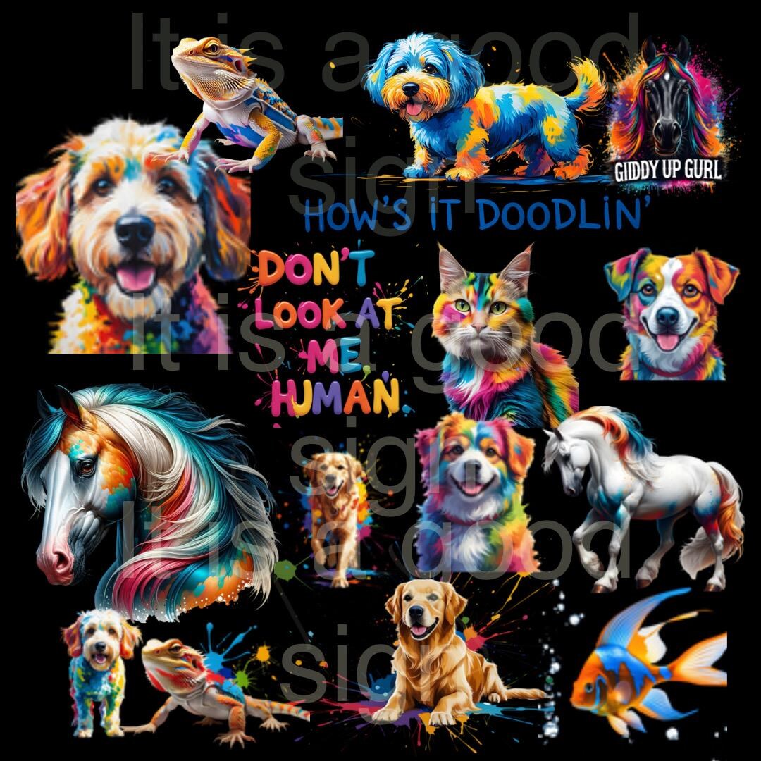 Colorful Animal PNG, DTF Filed, Cricut Files, Watercolor Animal Digital ...