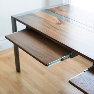 Walnut Desk With Keyboard Trays, Steel Frame, Custom, 'zeeva' Series ...