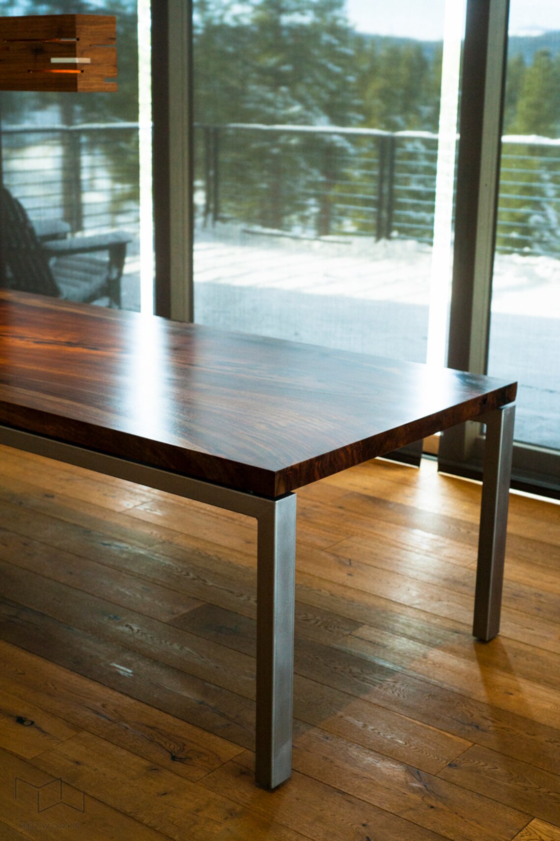 Walnut Dining Table or Conference Table, Solid Steel floating Base ...