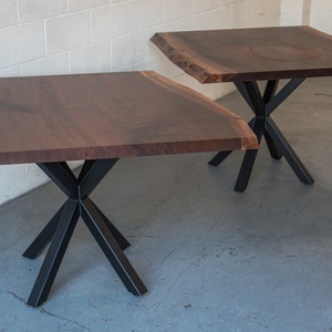 Live Edge Walnut 'NORTHSTAR' Dining Table, Set of Mini Pedestal Bases ...