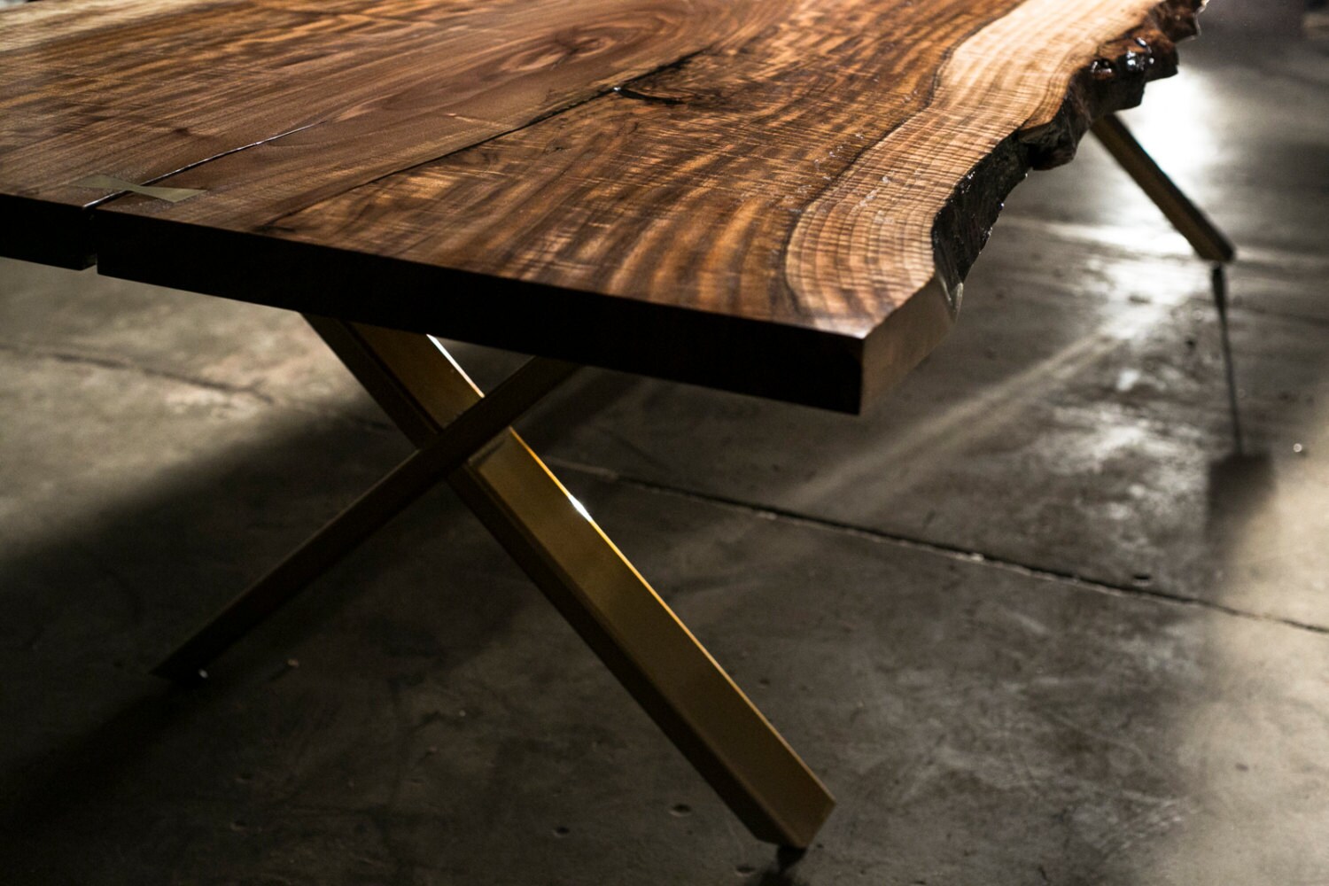 Live Edge Walnut Dining Table or Conference Table Notched | Etsy