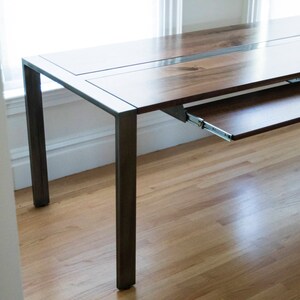 Walnut Desk With Keyboard Trays, Steel Frame, Custom, 'zeeva' Series ...