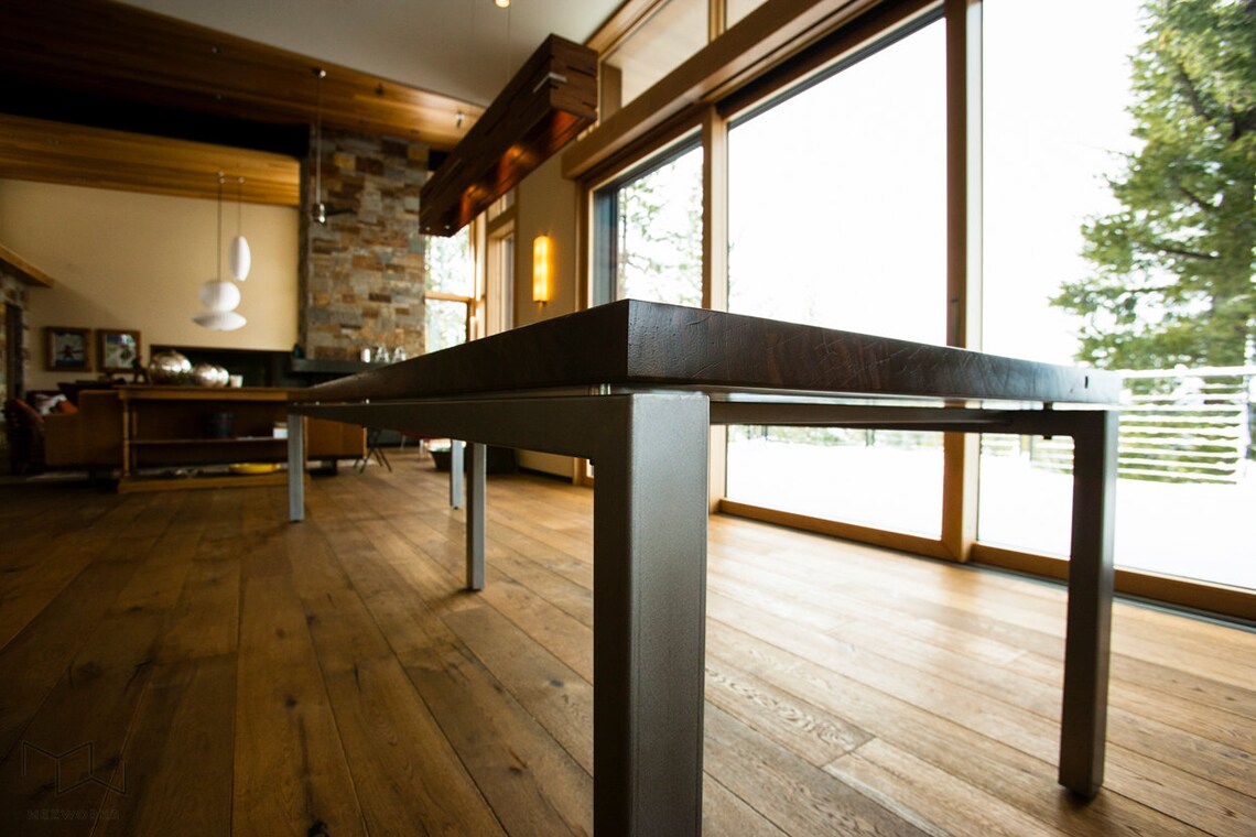 Walnut Dining Table or Conference Table, Solid Steel floating Base ...