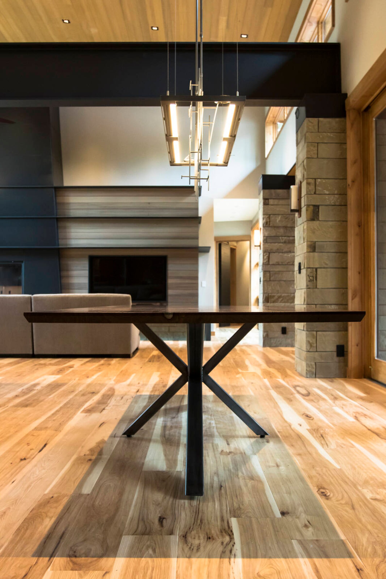 Walnut Beveled Edge Dining Table, Steel jax Base, Custom 'northstar ...