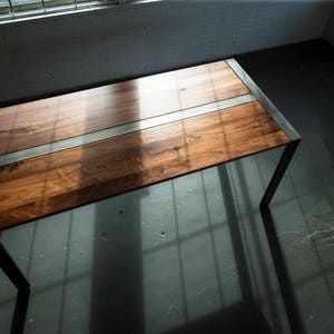 Walnut Desk With Keyboard Trays, Steel Frame, Custom, 'zeeva' Series ...