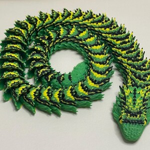 22 Inches Articulating Spiny Viper Snake Model - Green & Yellow Reptile ...