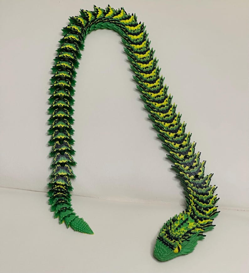 22 Inches Articulating Spiny Viper Snake Model - Green & Yellow Reptile ...