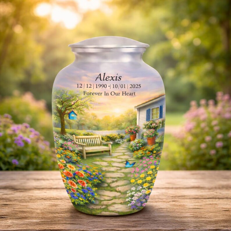 Personalized Hand Painted Cremation Urn – Custom Name Memorial Urn for ...