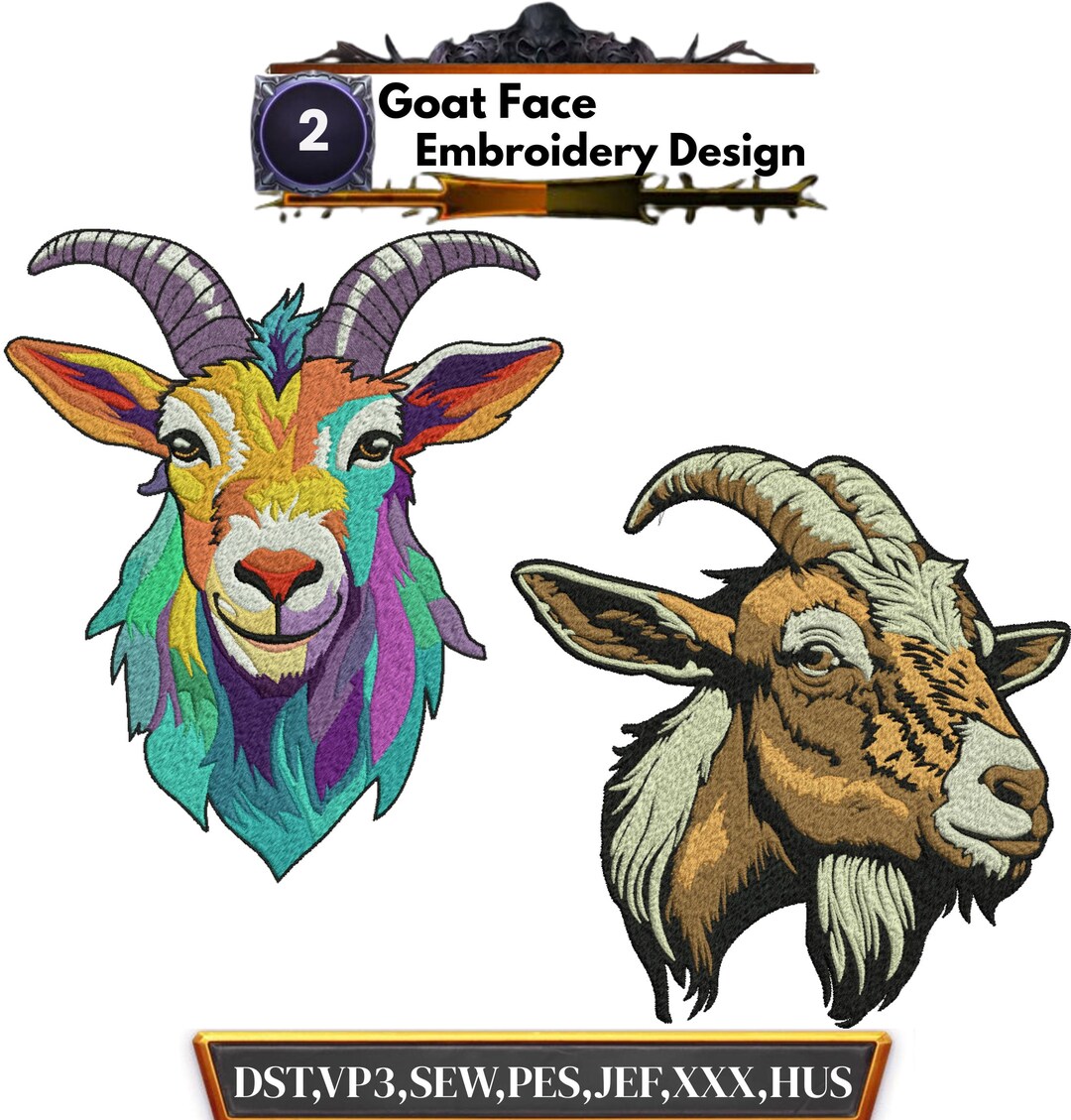 Goat Embroidery Design, Goat Mini Embroidery, Goat Design, Farm Animals ...