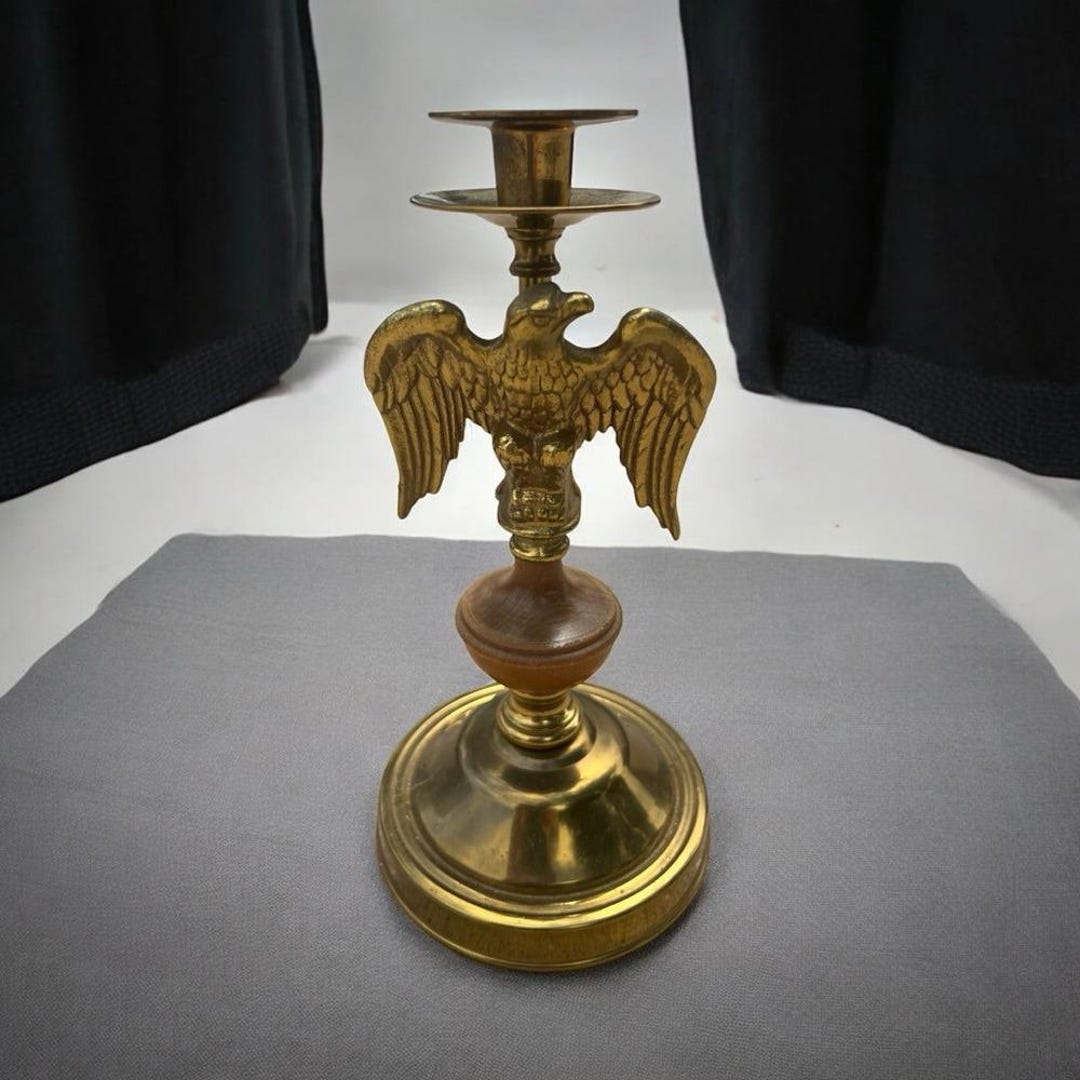 Vintage Brass Eagle Candle Holder - Etsy