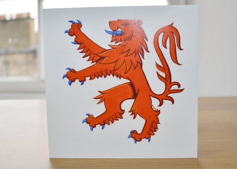 Lion Rampant Red Lion Heraldry Greetings Card - Etsy