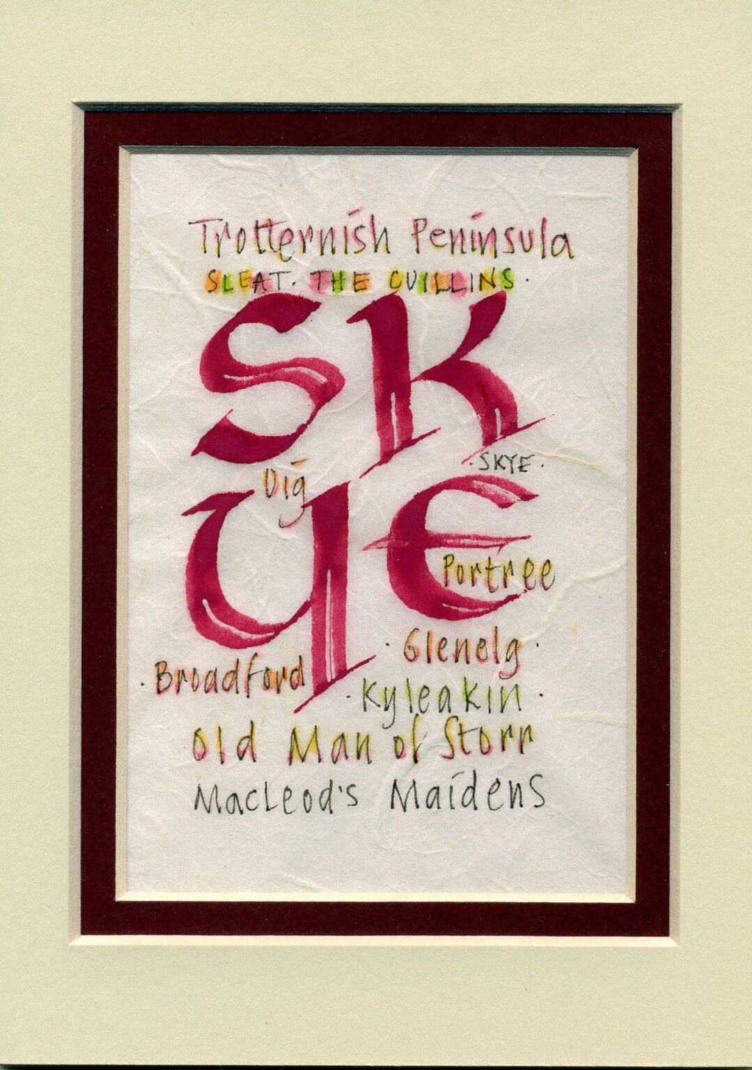 Isle of Skye Calligraphy Original Ink, Gouache and Watercolor on Silk ...