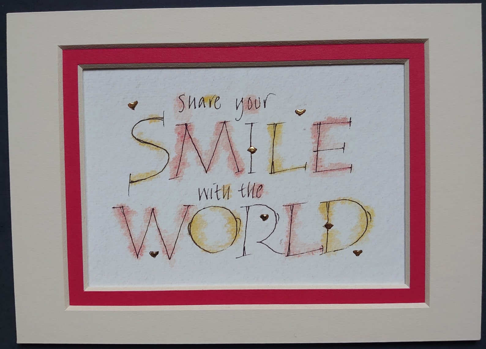 Share Your Smile Print With Color Highlights and 23c Gold Leaf ...