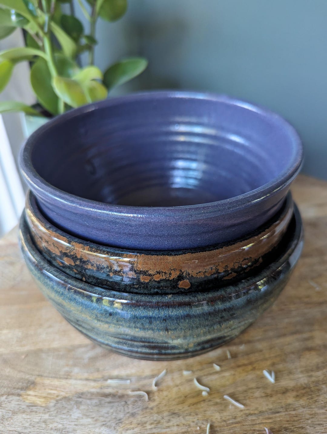 Set of 3 Nesting Mix and Match Pottery Bowls, Stoneware, Wheel Thrown ...