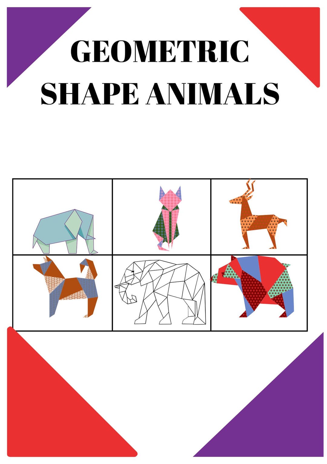 GEOMETRIC SHAPE ANIMALS - Etsy
