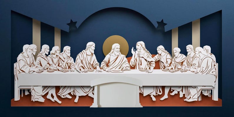 Last Supper Print - 12 Disciples - White Papercut Silhouette Printable ...