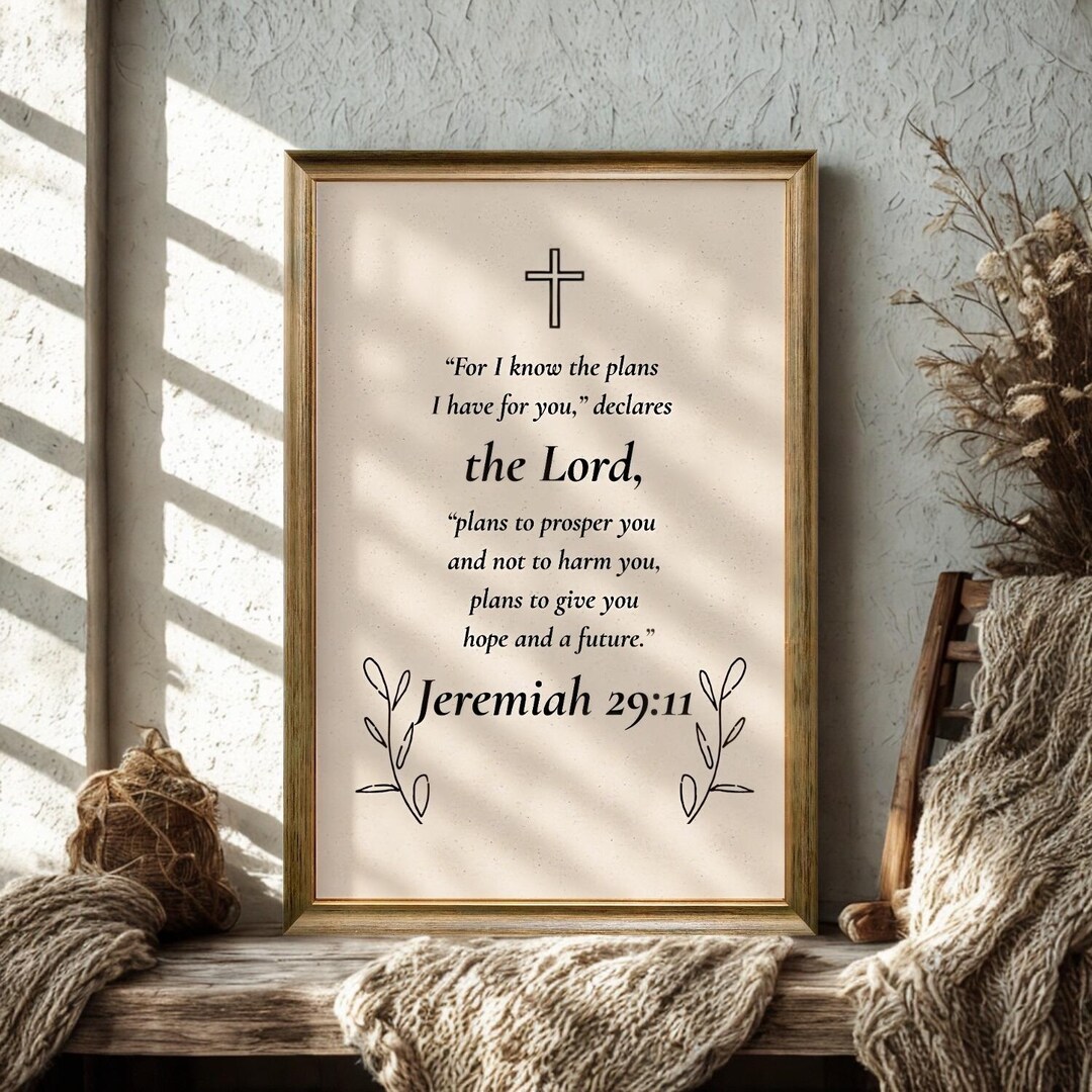 Jeremiah 29:11 Minimal Christian Wall Art Digital Download — Olive ...