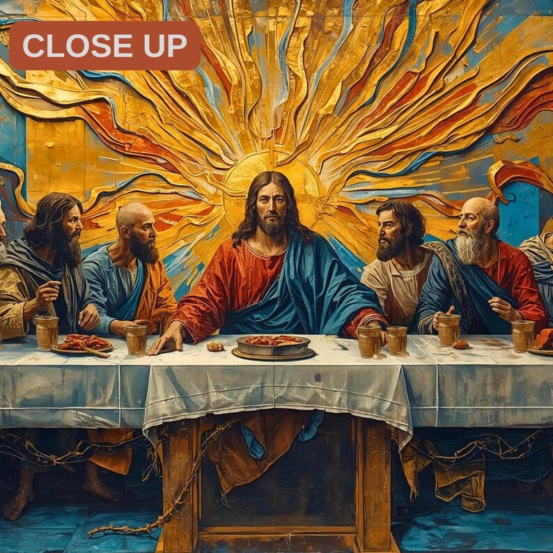 Last Supper Christian Digital Wall Art, Post Impressionist Printable ...
