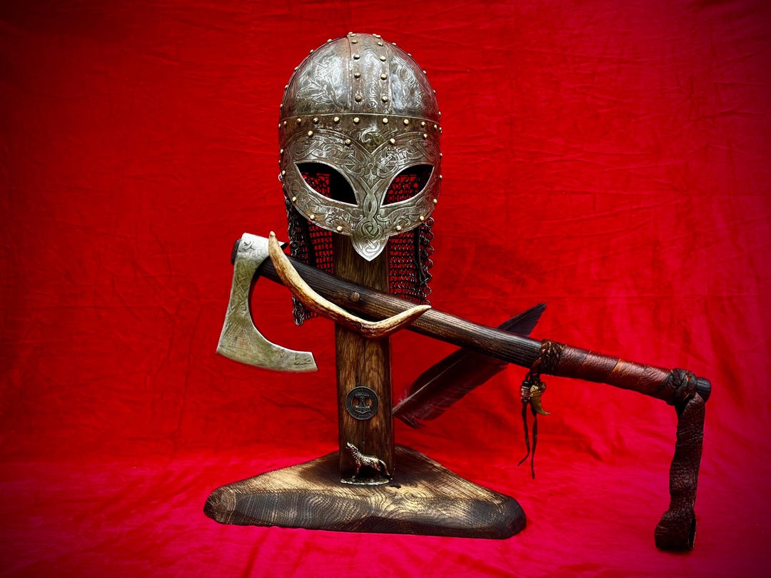 Viking Helmet & Axe on Yggdrasil Oak | Norse Mythology Collector Item ...