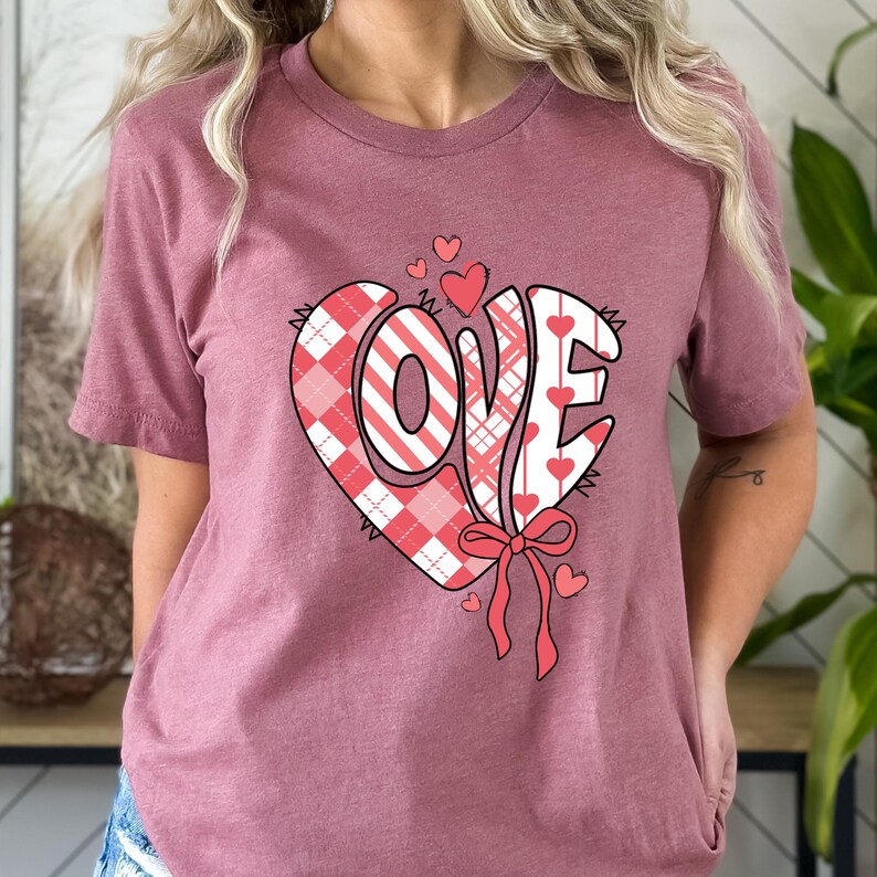 Coquette Love Heart DTF Transfer : Valentine's Day Bow Couple Matching ...