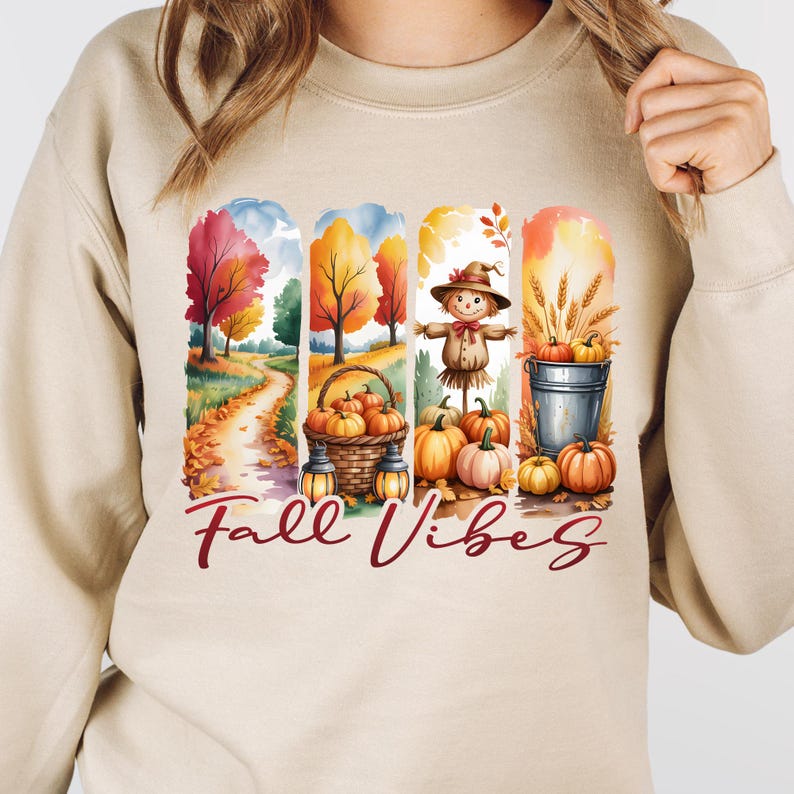 Fall Vibes Heat Transfer: Autumn Harvest Scarecrow DTF Print - Etsy